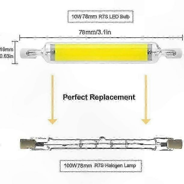 2-Pack Dimmable R7s LED Bulbs, 10W Cool White 6000K-6500K, Halogen ...