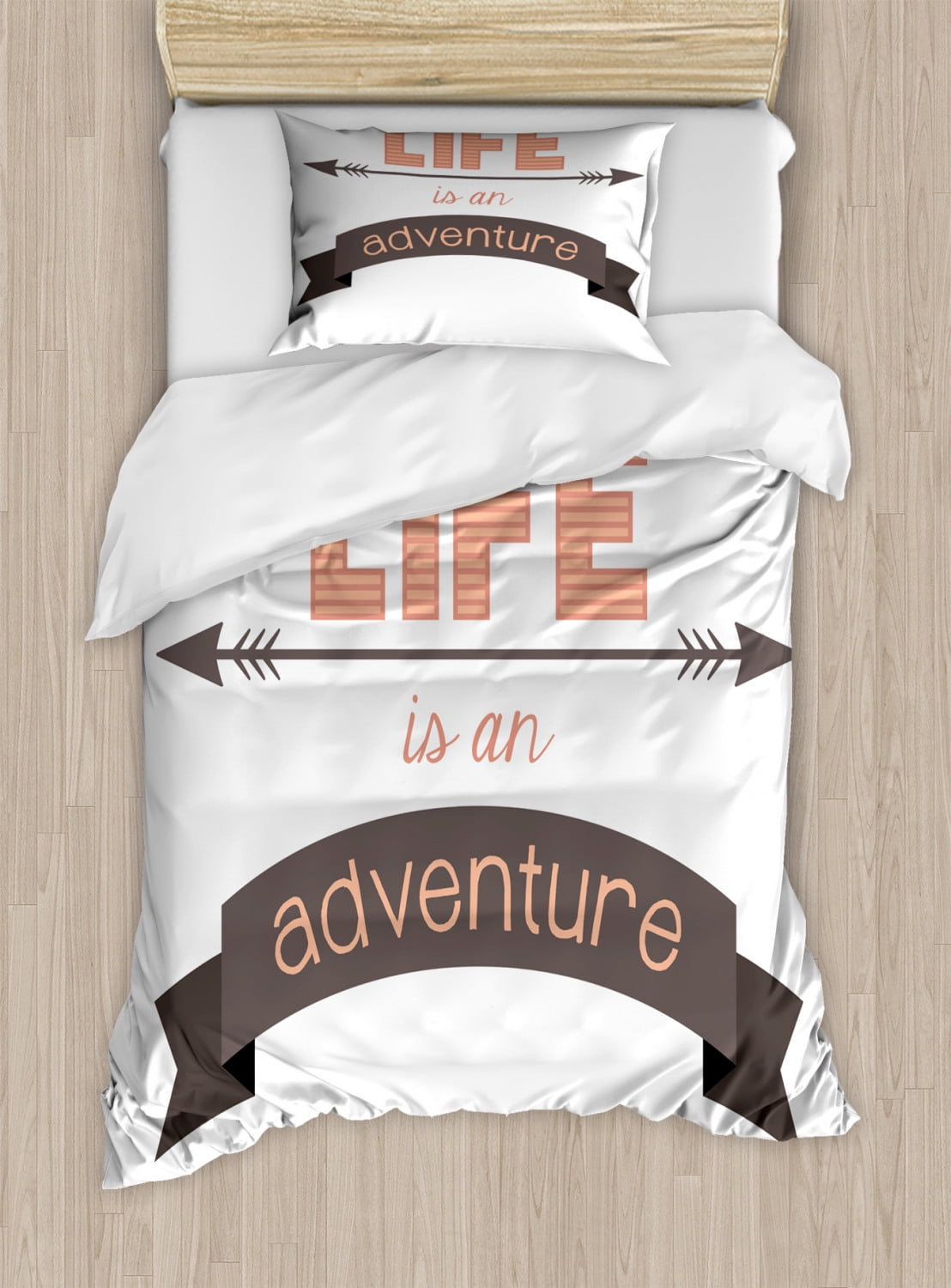 Adventure Duvet Cover Set Twin Size, Typography of Life is an Adventure ...