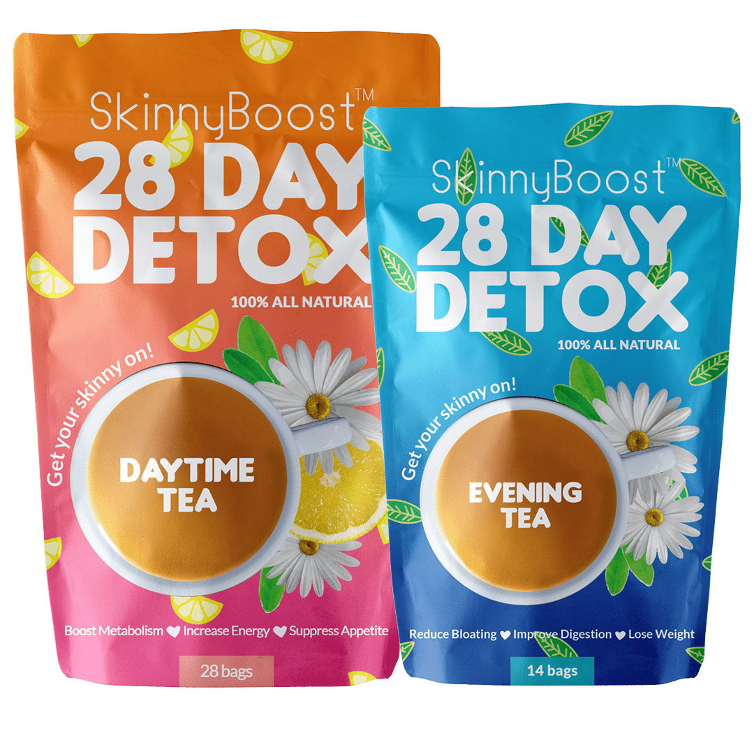 Skinny Boost 28 Day Detox Tea Kit-1 Daytime Tea (28 Bags) 1 Evening Detox Tea (14 Bags) Supports ...