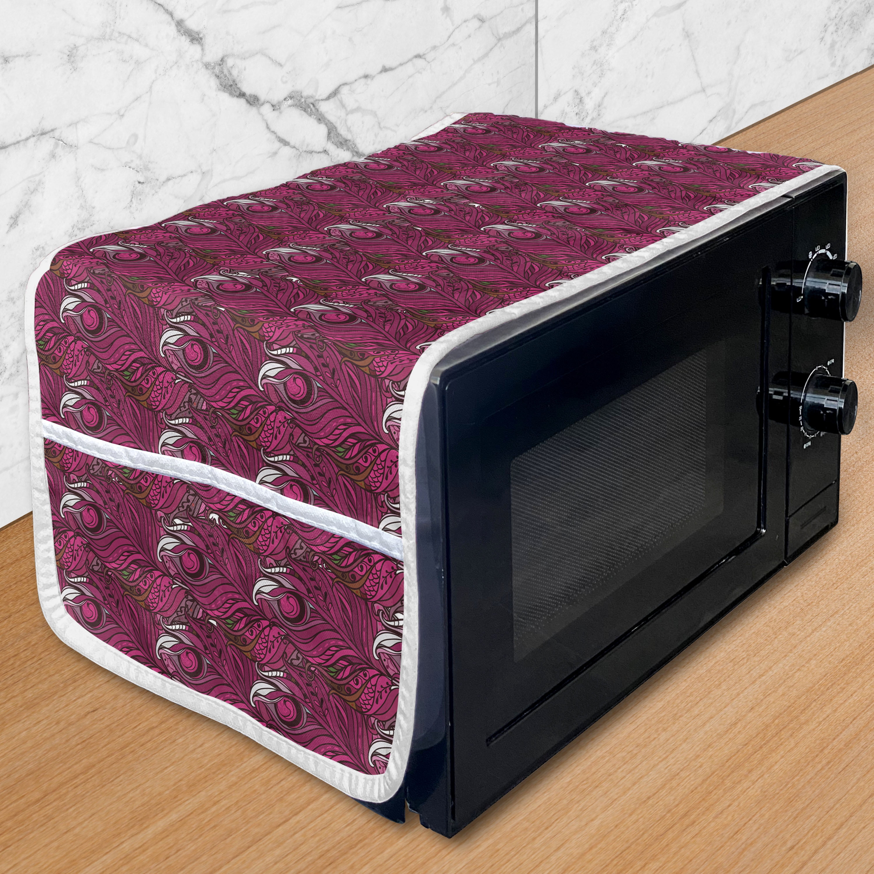 Feathers Microwave Oven Cover, Alluring Violet Hues Fluffy and Delicate ...