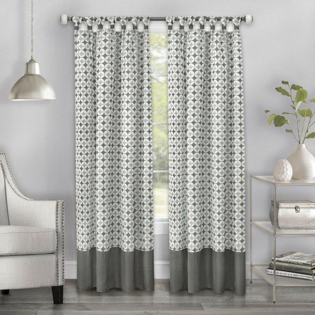2 Pack: Modern Chic Geometric Tab Top Window Curtain Panels - Gray, 84 ...