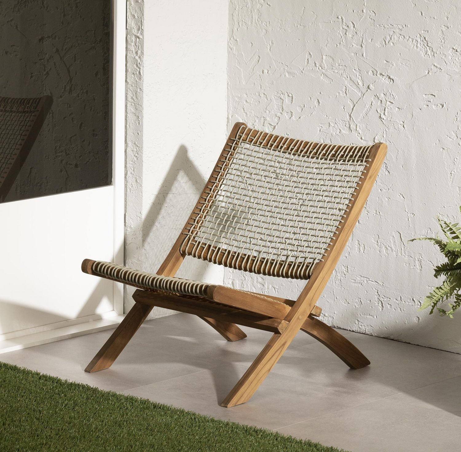 Wood and Woven Rope Lounge Chair from the collection Agave South Shore ...