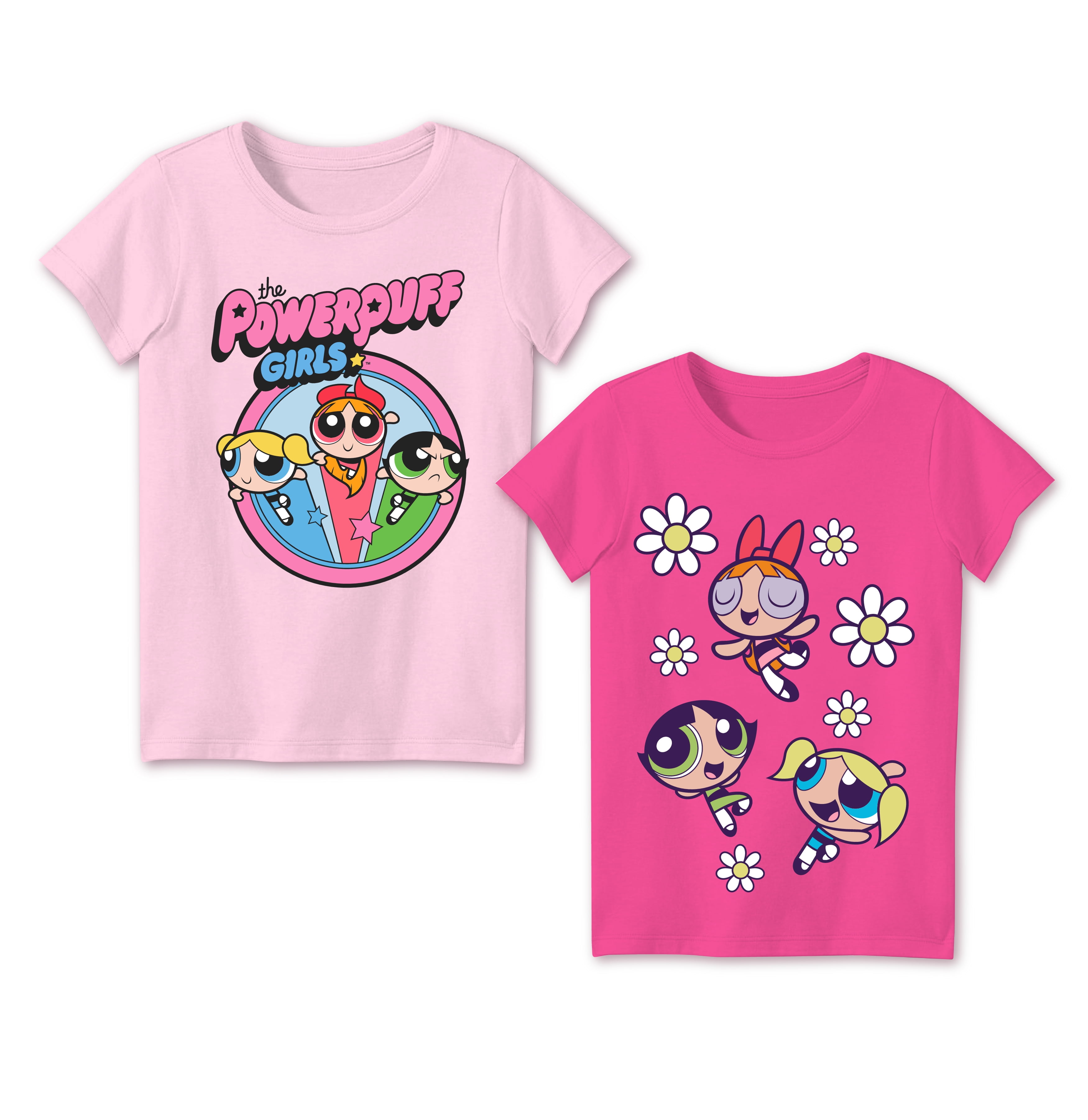 The Powerpuff Girls T-shirt 2 Paclk Bundle Set for Girls (Size 4-6 ...