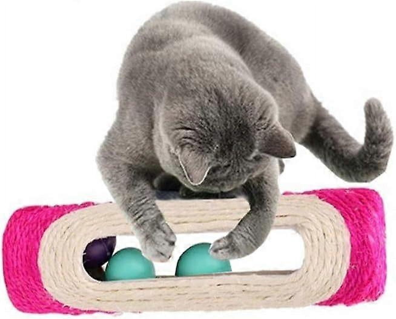 Cat Kitten Toys Rolling Sisal Scratch Board Roller With 3 Ball Exercise ...