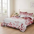 Full Quilt Bedding Set Red Watercolor Eucalyptus Leaves Breathable ...