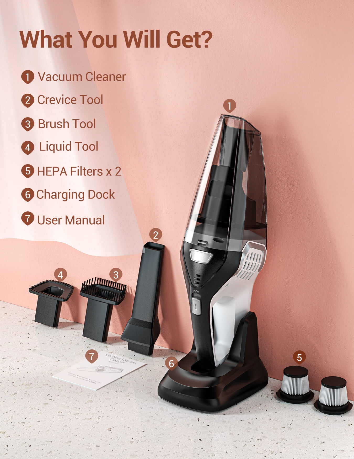 Homasy Handheld Vacuum Cordless 8.5KPa Powerful Wet Kosovo | Ubuy