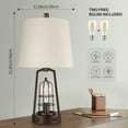 PARTPHONER Farmhouse Table Lamps Set of 2, Dimmable with USB Ports ...