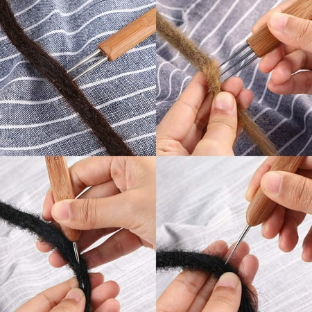 Dreadlocks Tool Double, and Triple Set Tapered Crochet Needle Bamboo ...