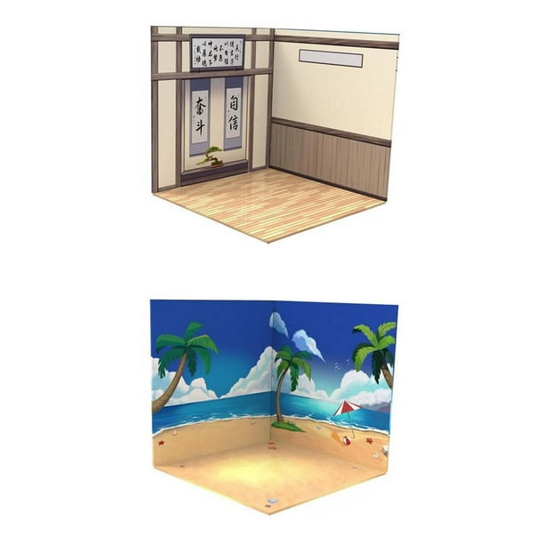 2 Pieces 1:12 Scale Action Figures Display Backdrop Collection Dolls ...