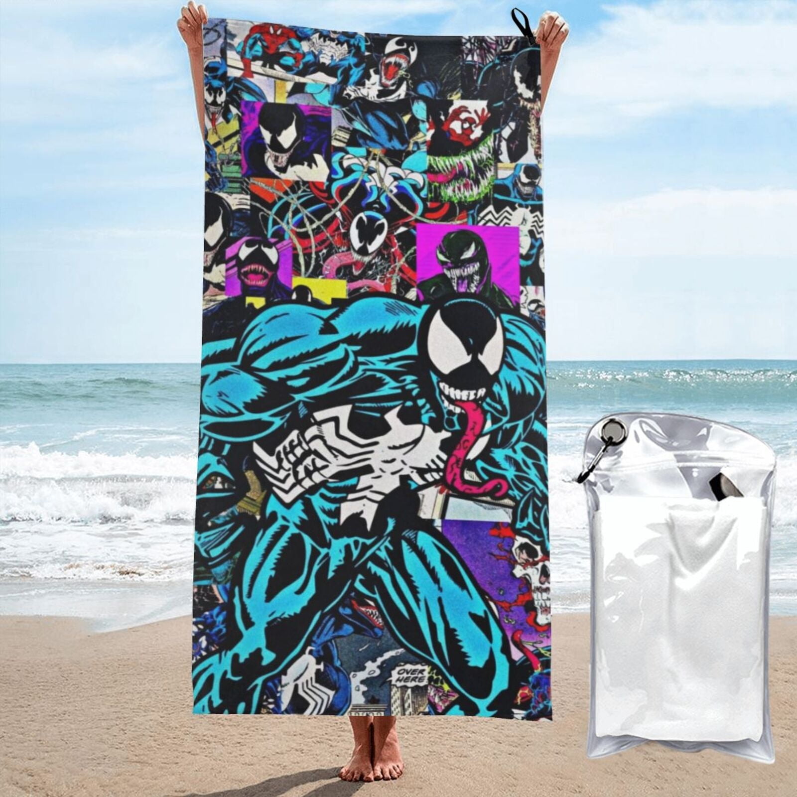Toalla de playa Venom, suave, de secado rápido, resistente a la arena ...