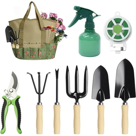 EXPLOSIVE 17 PCS gardening tools set wooden handle set garden bag ...