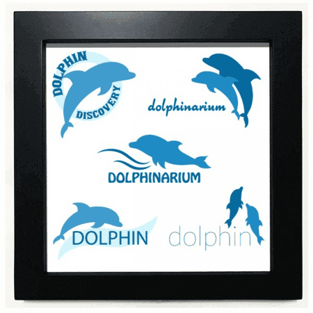Blue Ocean Dolphin Biology Black Square Frame Picture Wall Tabletop ...