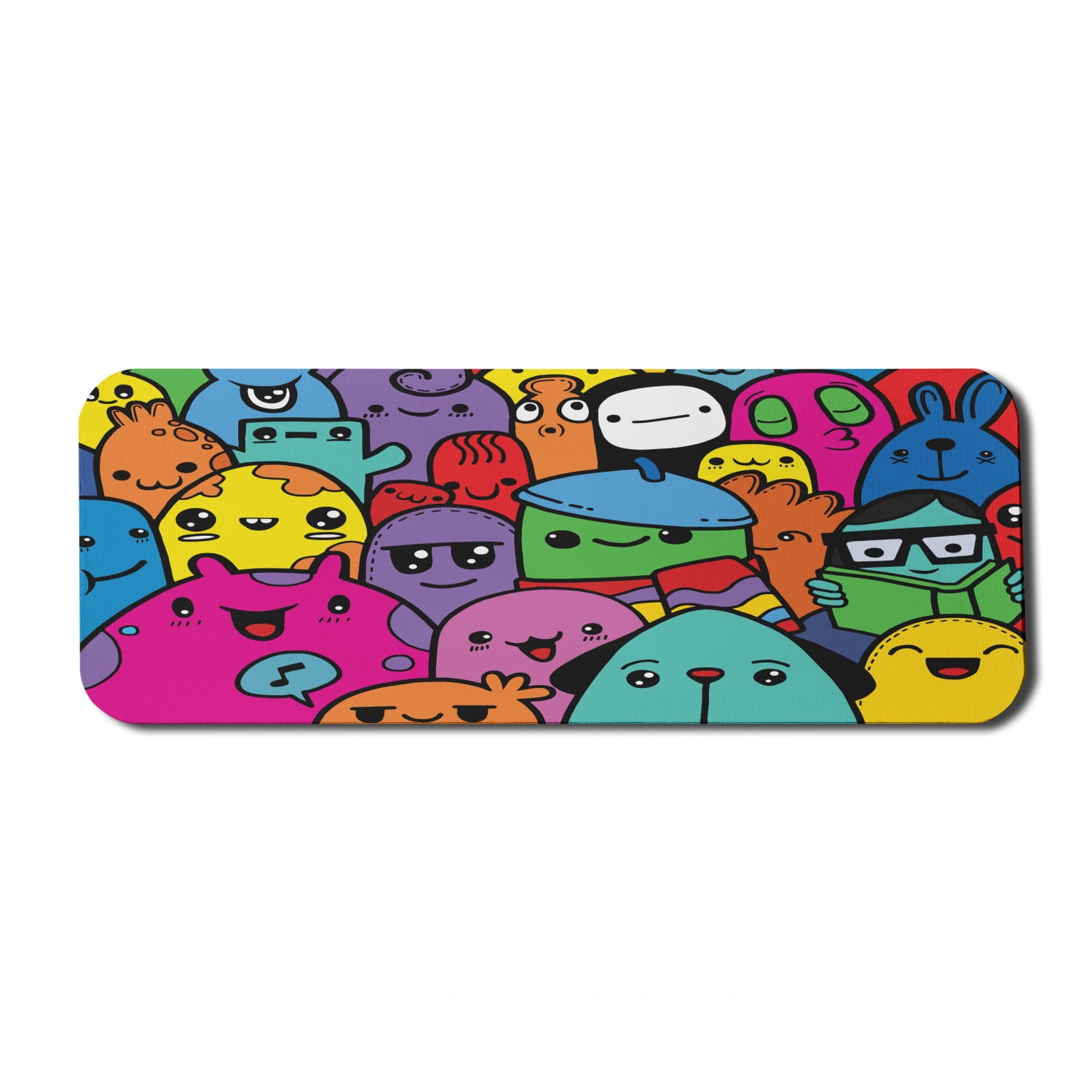 Indie Computer Mouse Pad, Hand Drawn Colorful Doodle of Funny Crazy ...