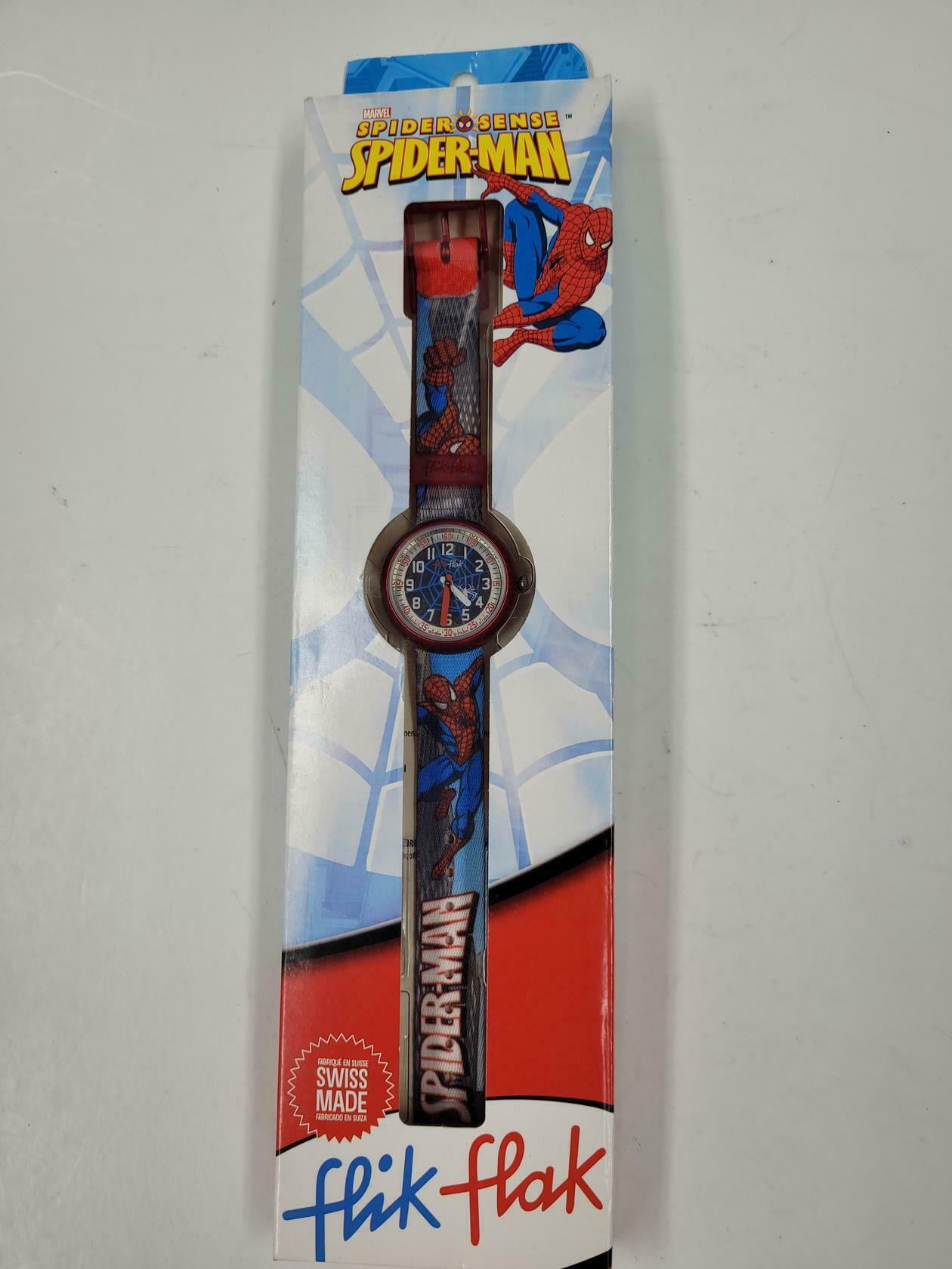Spider-Man Kids Flik Flak Swiss Made Watch - Blue Face - Ages 5 ...