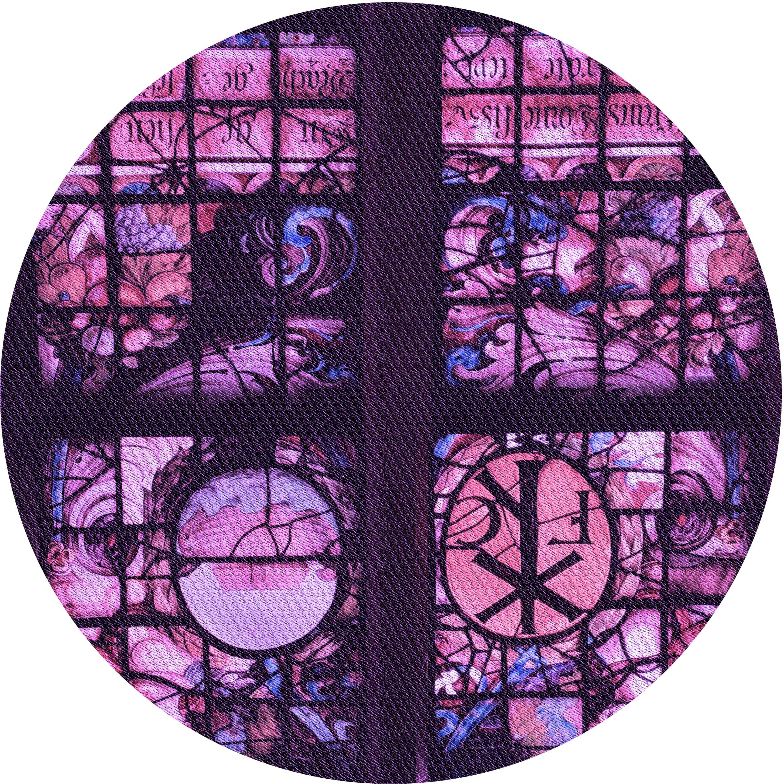 Ahgly Company Indoor Round Patterned Dark Purple Area Rugs, 8' Round ...