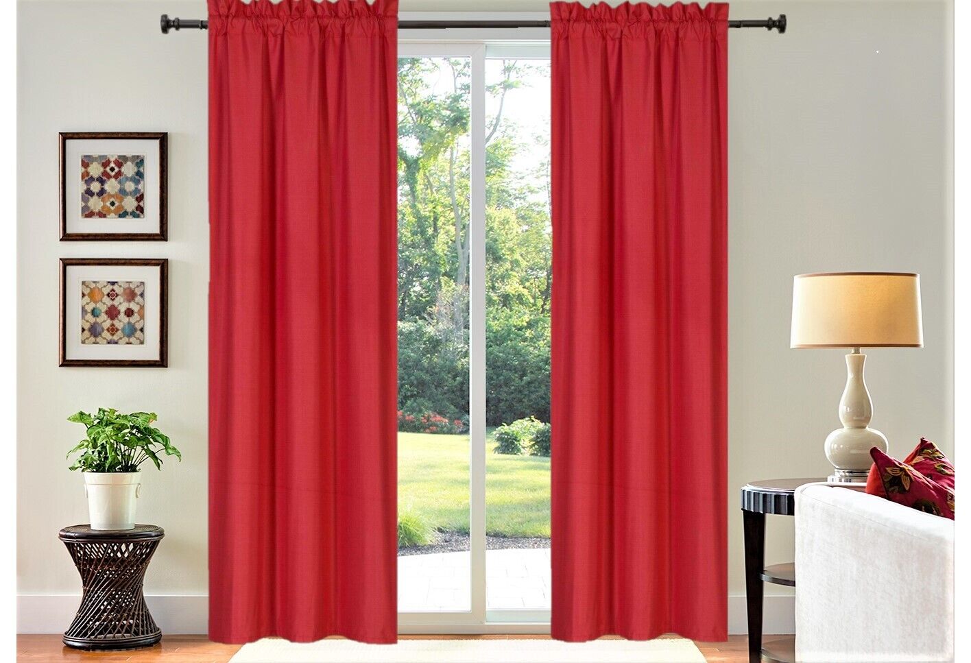 Set of 2 panels persian collection matte finish Not shiny Red solid ...