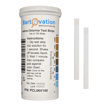 Chlorine Sanitizer Test Strips Food Service 0-500 ppm (200 Strips ...