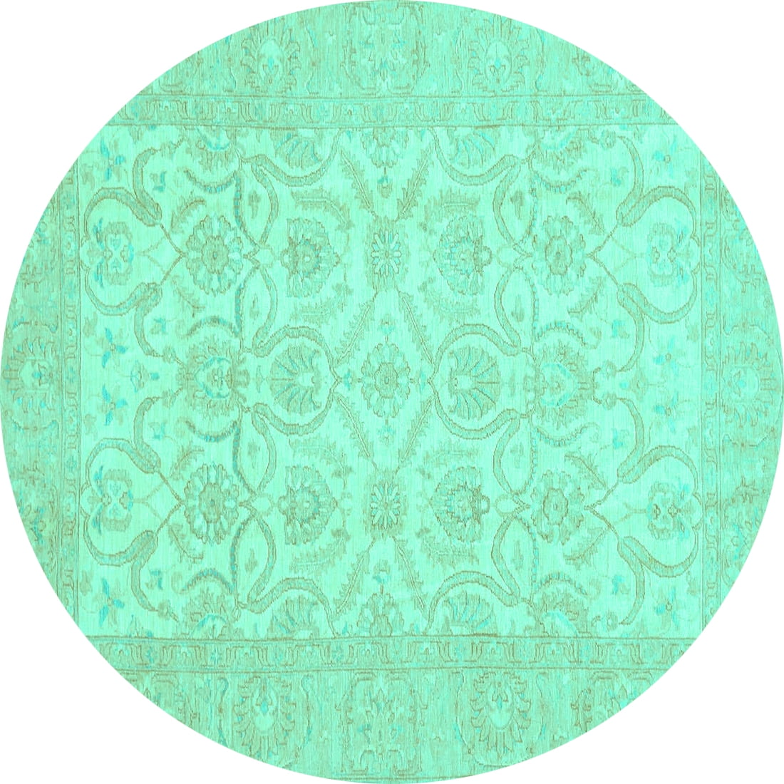 Ahgly Company Indoor Round Oriental Turquoise Blue Traditional Area ...