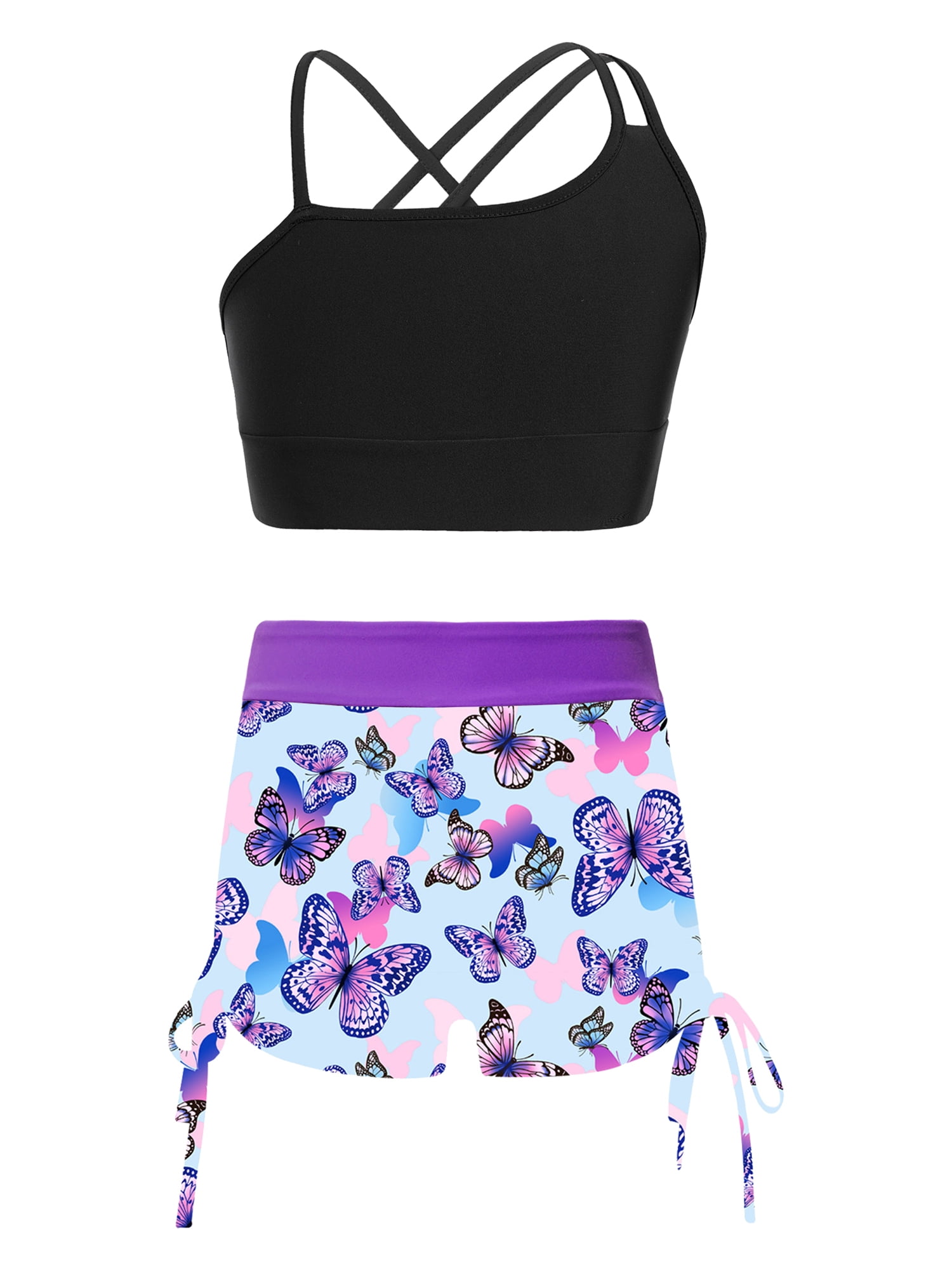 renvena Kids Girls Crop Tops and Shorts Set 2 Pieces Tankini Swimsuit 6 ...