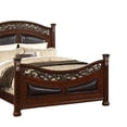 Miri Arched Queen Bed, Carved Leaf Details, Reeded Pilasters, Oak Brown ...