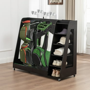 GoSports Premium Wooden Sports Equipment Organizer with Storage Hooks ...