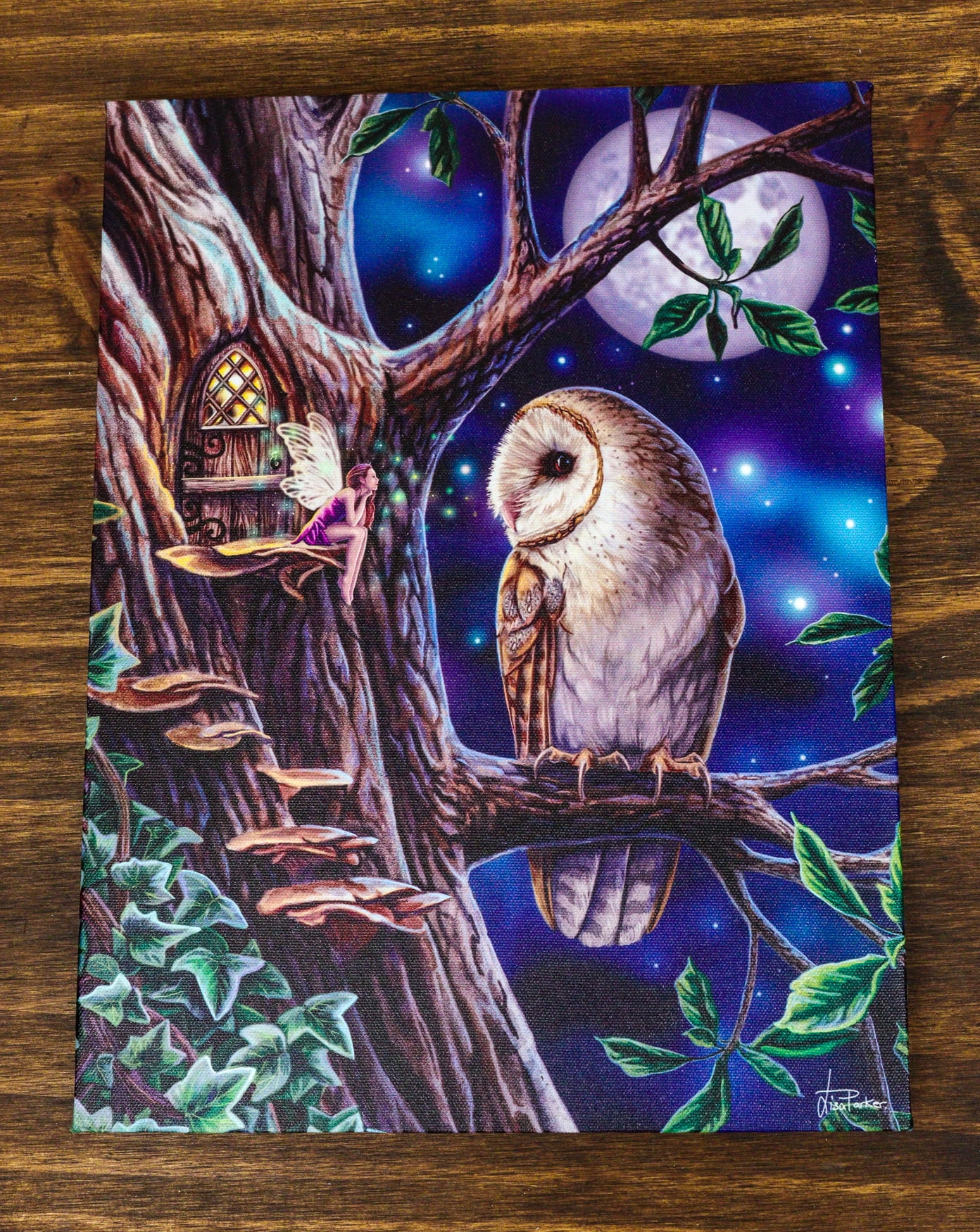 Fairy Tales Pixie Tree House With Witch Owl Wood Framed Canvas Wall ...
