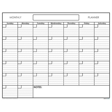 Jumbo 36x48 Dry Erase Calendar - Undated, Washable, Laminated Wall ...
