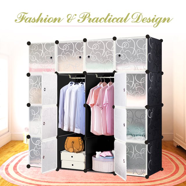 iKayaa Large Fashion Multi-use Clothes Closet Wardrobe Cabinet DIY ...