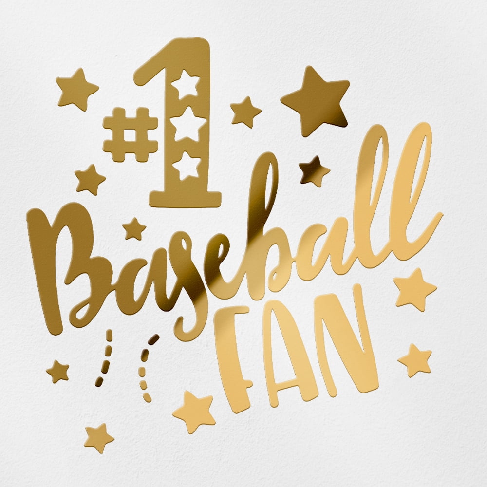 Transparent Decal Stickers Of Number 1 Baseball Fan (Metallic Gold ...
