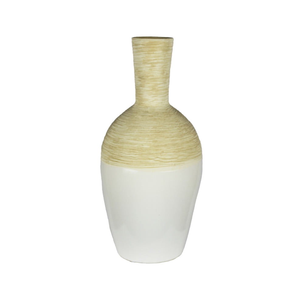 Charming Ceramic Vase, Beige & White - Walmart.com - Walmart.com