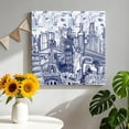 Abstract Canvas Wall Art for Living Room, White and Navy Blue Global ...
