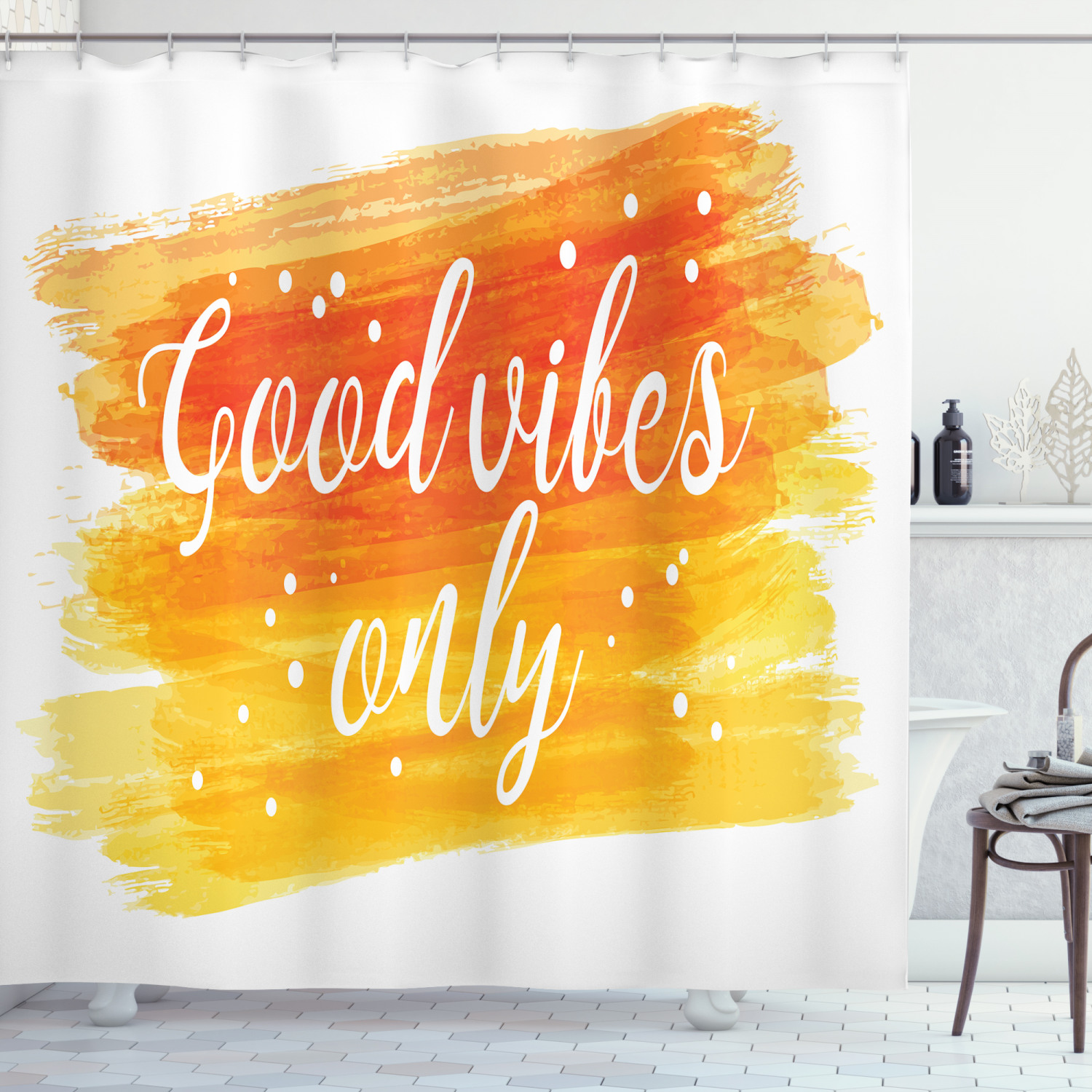 Ambesonne Chill Shower Curtain, Modern Watercolor, 69"Wx70"L, Orange ...