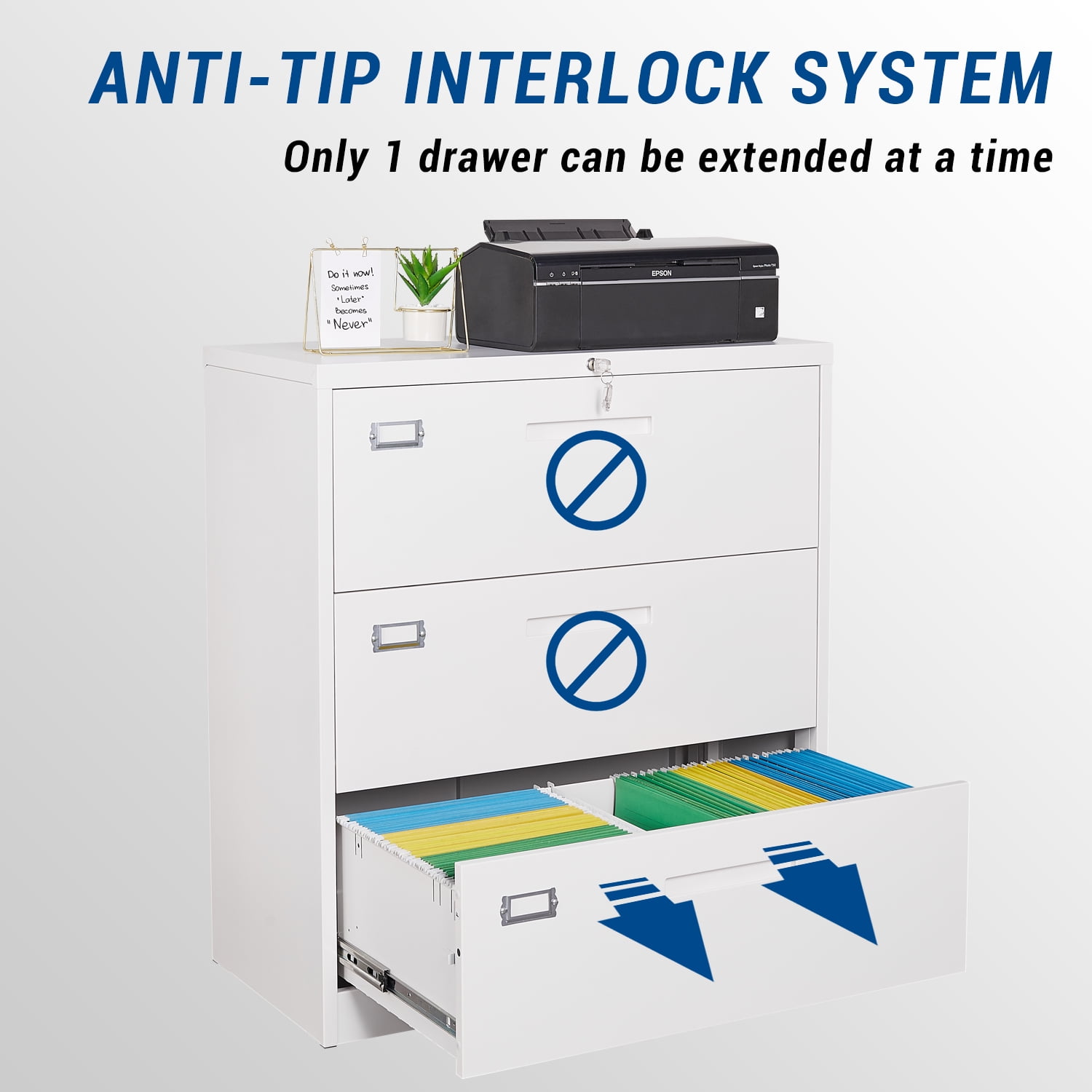 Buy STANI 3 Drawer Lateral File Cabinet with Lock,Large Metal Vertical ...