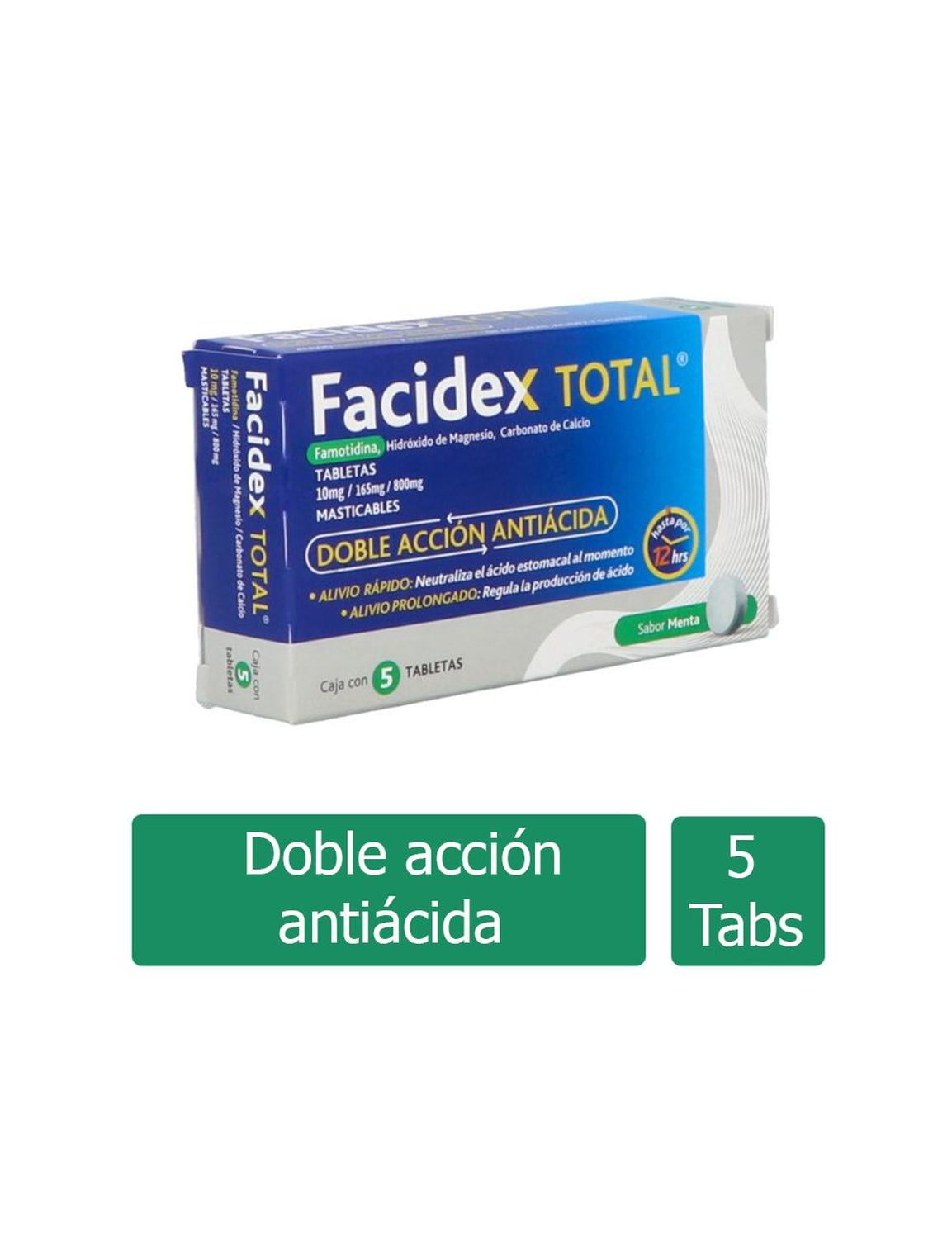 Facidex Total 10 mg/165 mg/800 mg Sabor Menta Caja Con 5 Tabletas ...