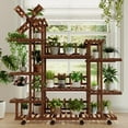 Tikea Tiered Indoor/Outdoor Plant Stand, Large Wooden Multi-Potted Rack ...