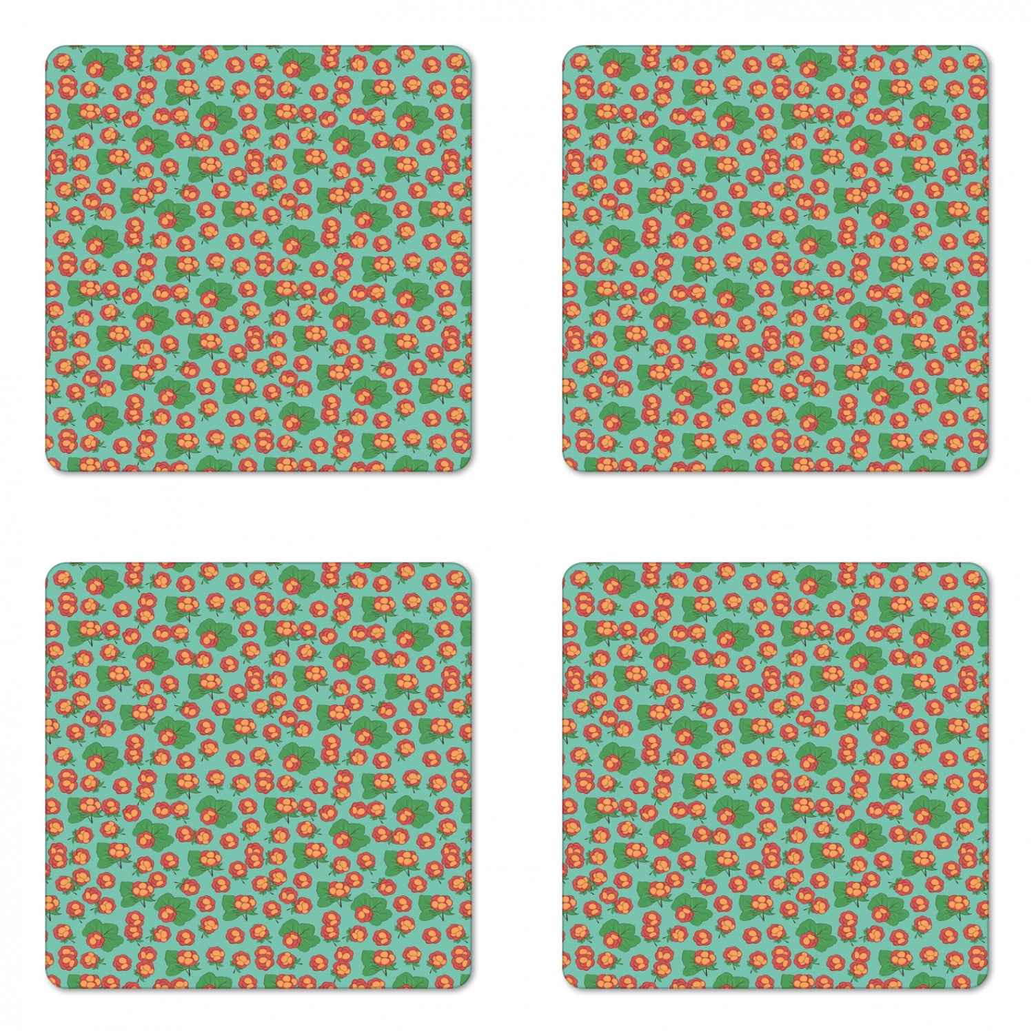 Spring Coaster Set of 4, Cloudberry Branches Summer Season Flourish Eat ...