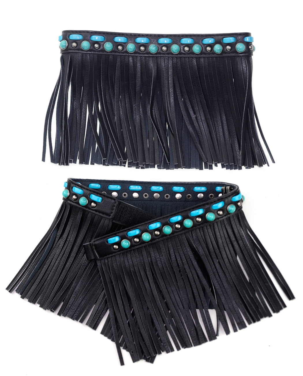 Women's Fringe Faux Leather Fashion Studded Boot Toppers Accessory ...