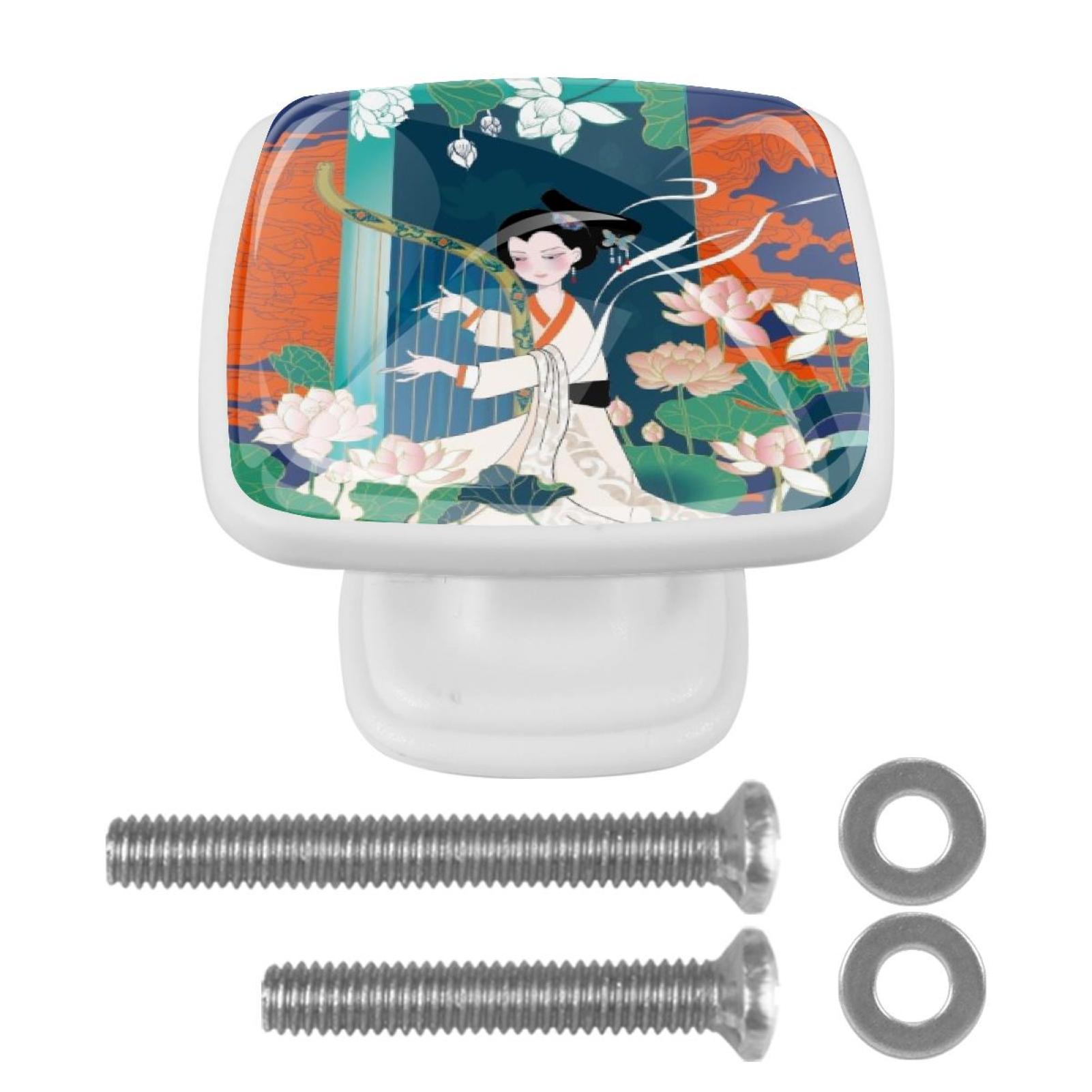 Ownta Ancient Beauty Square Glass Drawer Handles Knobs Pulls With ...