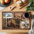 Bear Deer Placemats Set of 8 Country Retro Barn Wooden Grain Forest ...