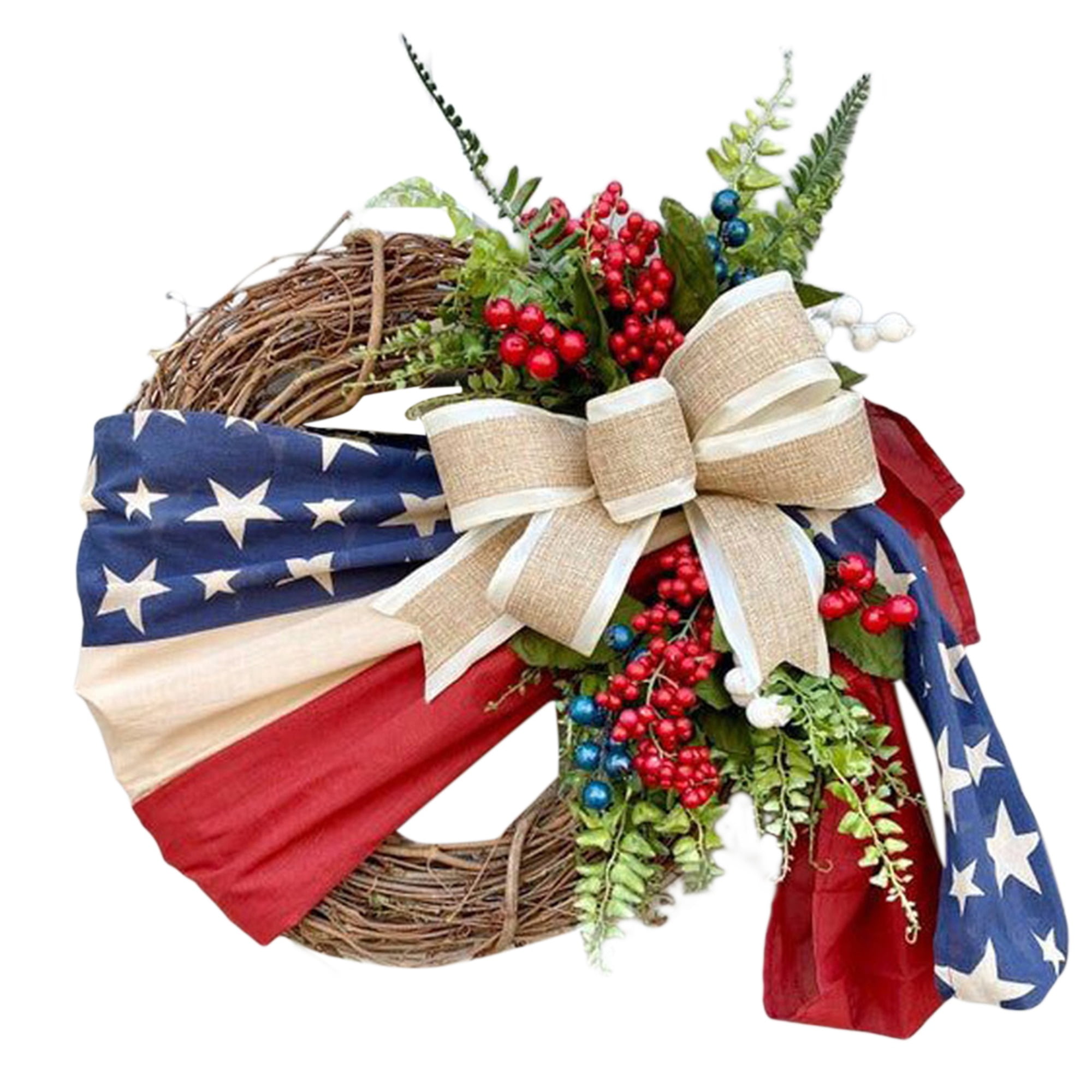 Patriotic Independence Day Wreath, July 4th Front Door Patriotic Wreath ...