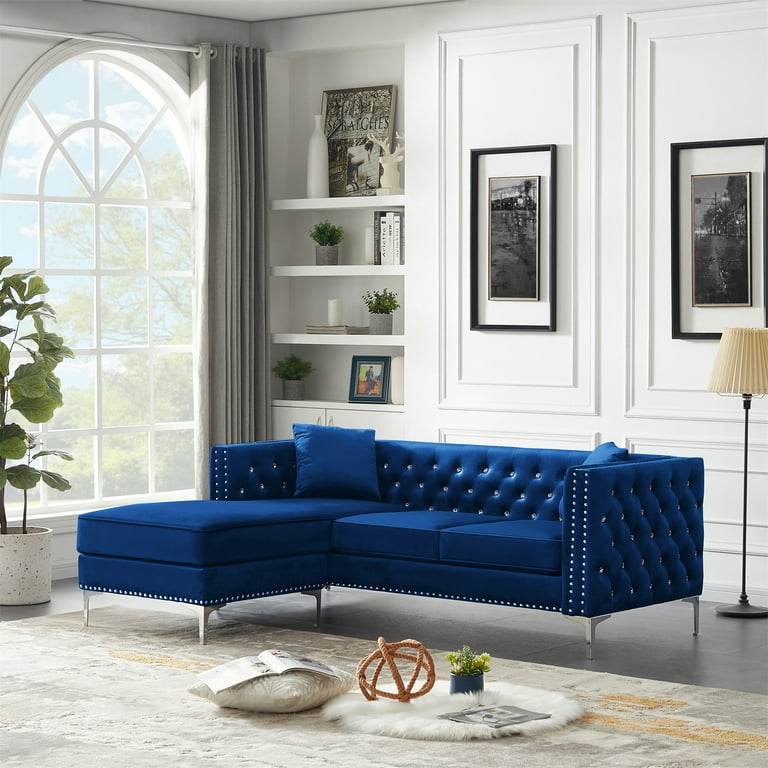 Tufted sectional sofa with chaise store