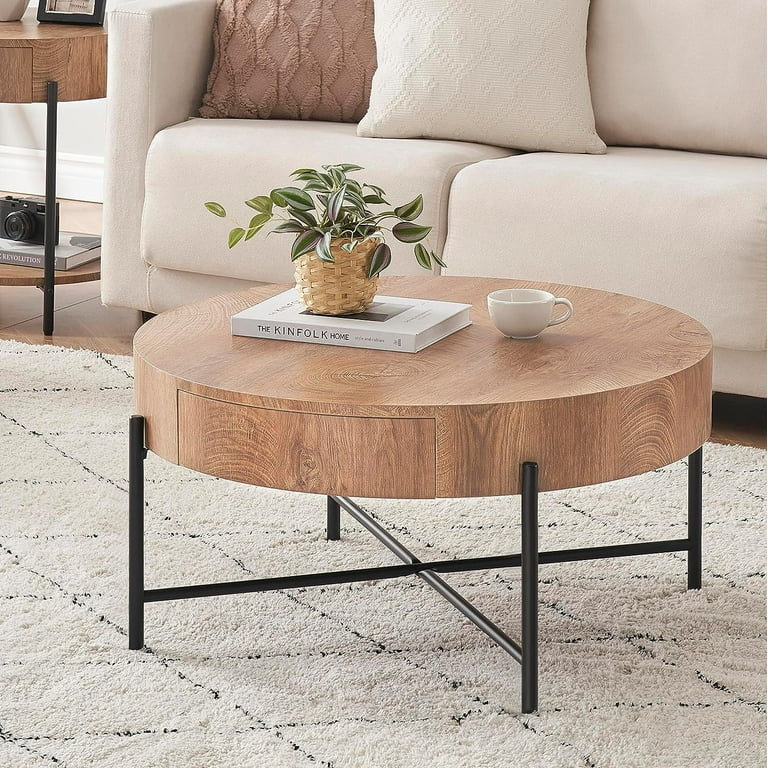 Amyove Country Style Round Coffee Table with Two Drawers Amyove Country Style Round Coffee Table with Two Drawers