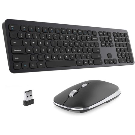 Wireless Keyboard and Mouse Combo, Compact Full Size Wireless Keyboards ...