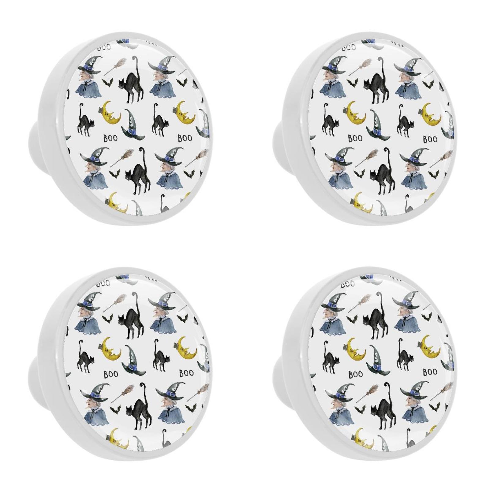 4 Pcs Black Cat Knobs for Kitchen Cabinet Cupboard Dresser Bookcase Drawer Pulls Handles Round ...