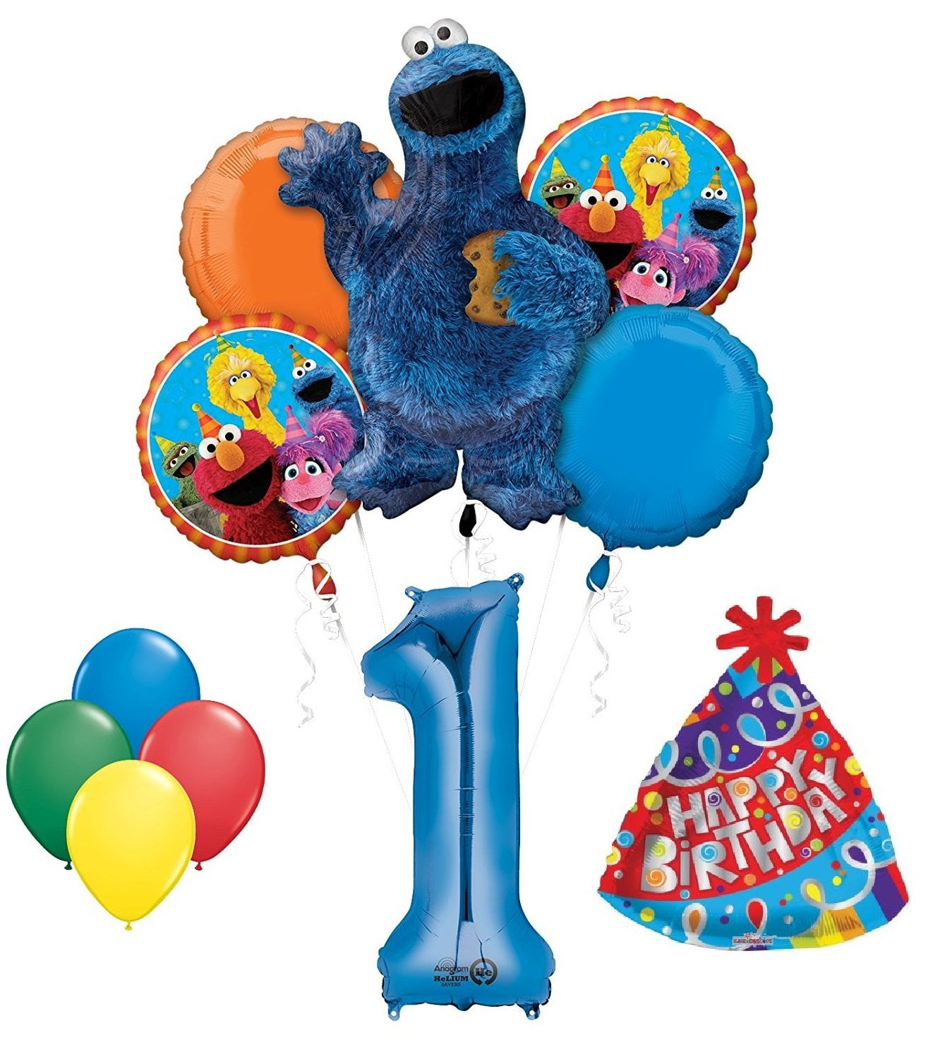 Cookie Monster Sesame Street 1st Birthday Party Supplies and Balloon ...