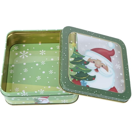 Tins Santa Claus Christmas Tree Square Tinplate Candy Box Cookie Candy ...