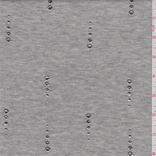 Heather Grey/Silver Polyester Blend Teardrop Jersey Knit, Fabric Sold ...