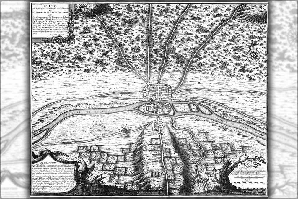 24"x36" Gallery Poster, Map of Paris france circa 508 at around the ...