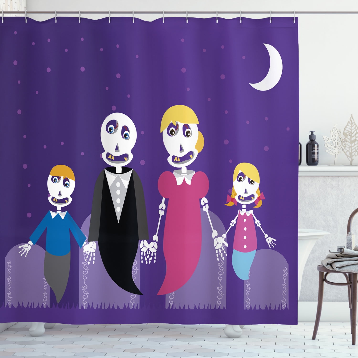Day of the Dead Shower Curtain, Ghost Family Hand in Hand Wandering ...
