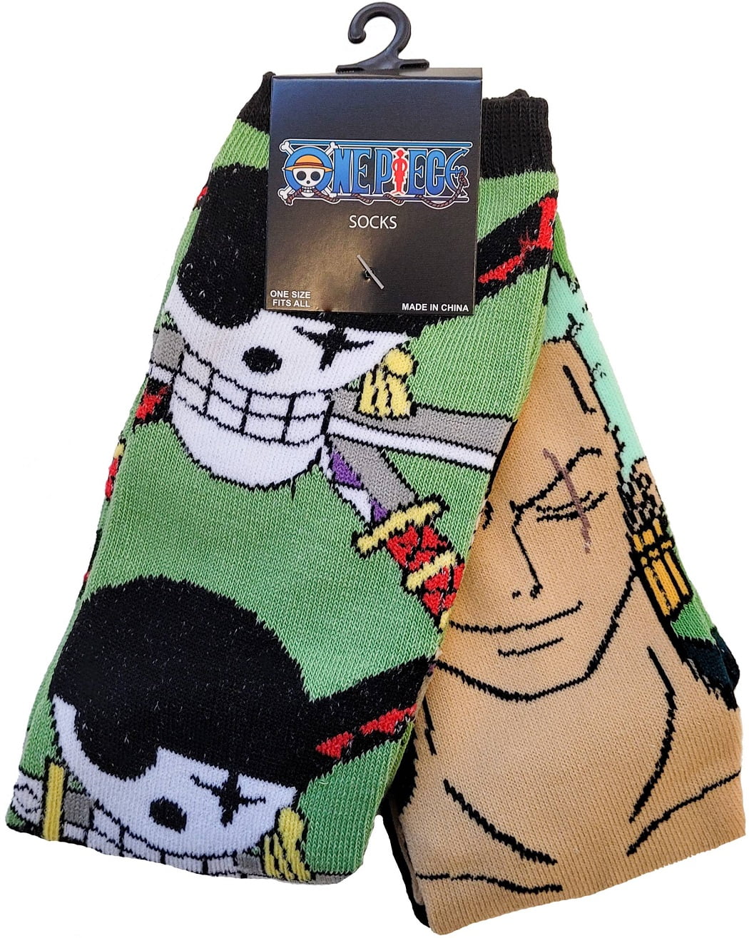 One Piece Anime Zoro and Skull 2-Pack Crew Socks for Men and Women ...